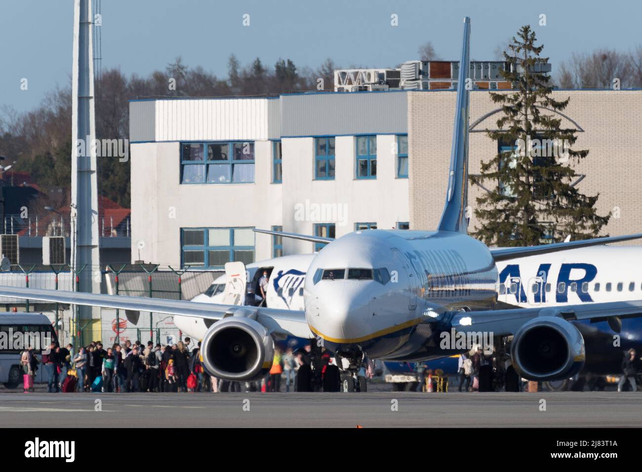 Low cost airline Ryanair aircraft Boeing 737-800 in Gdansk, Poland ...