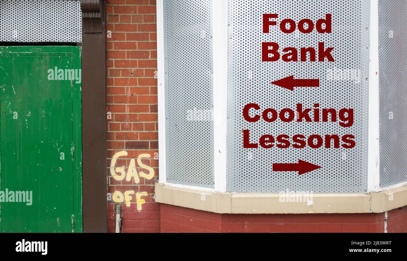 Food bank and cooking lessons, cost of living crisis, inflation, UK ...