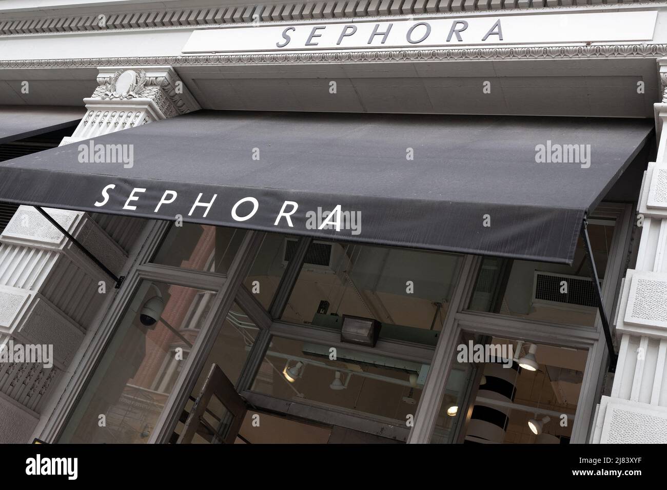 A shop sign of SEPHORA, on May 07, 2022 in New-York City, USA. Photo by ...