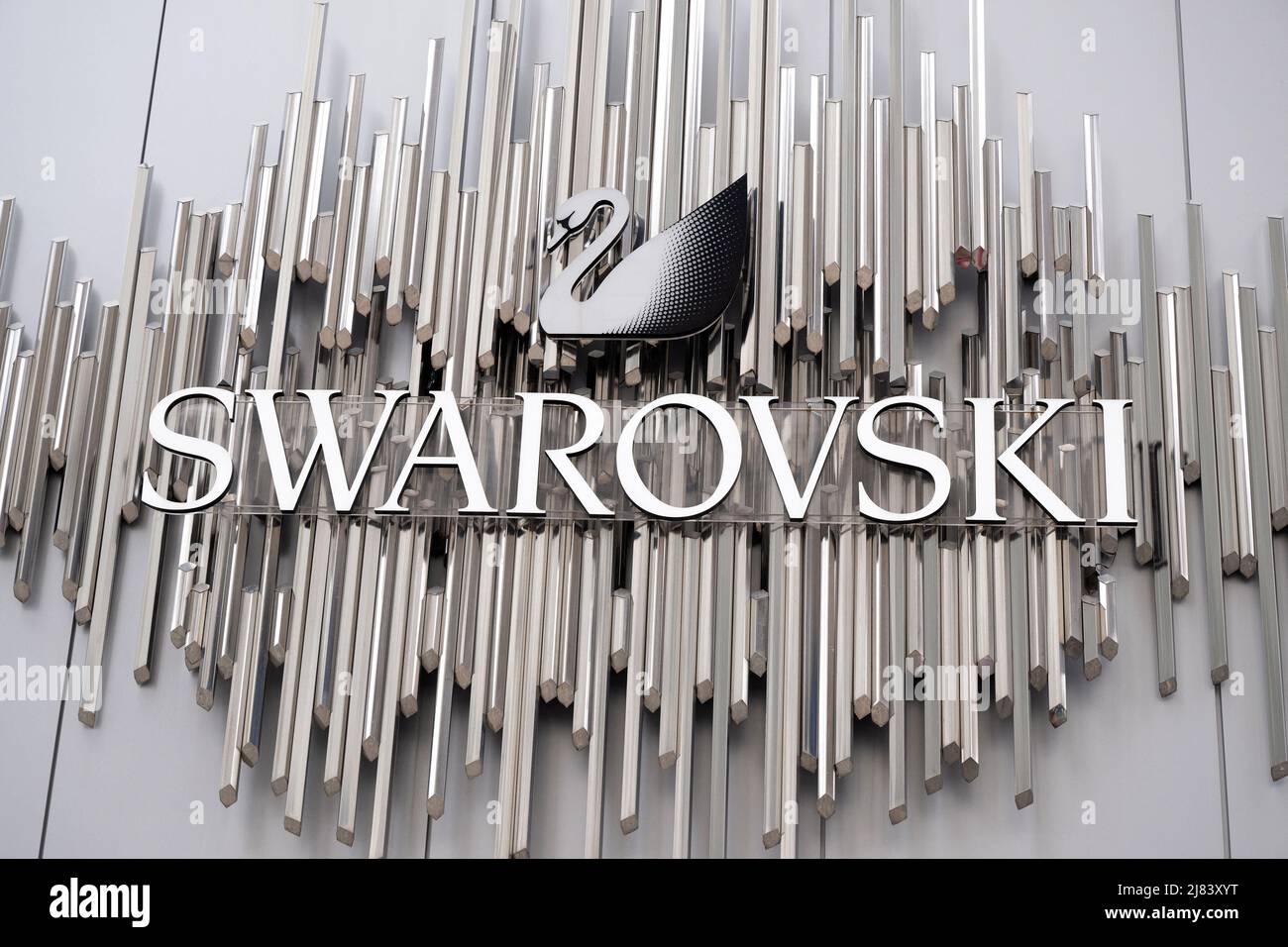 A shop sign of SWAROVSKI, on May 07, 2022 in New-York City, USA. Photo ...
