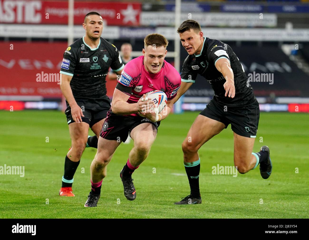 Wigan Warriors' Sam Halsall scores their side's first try of the game ...