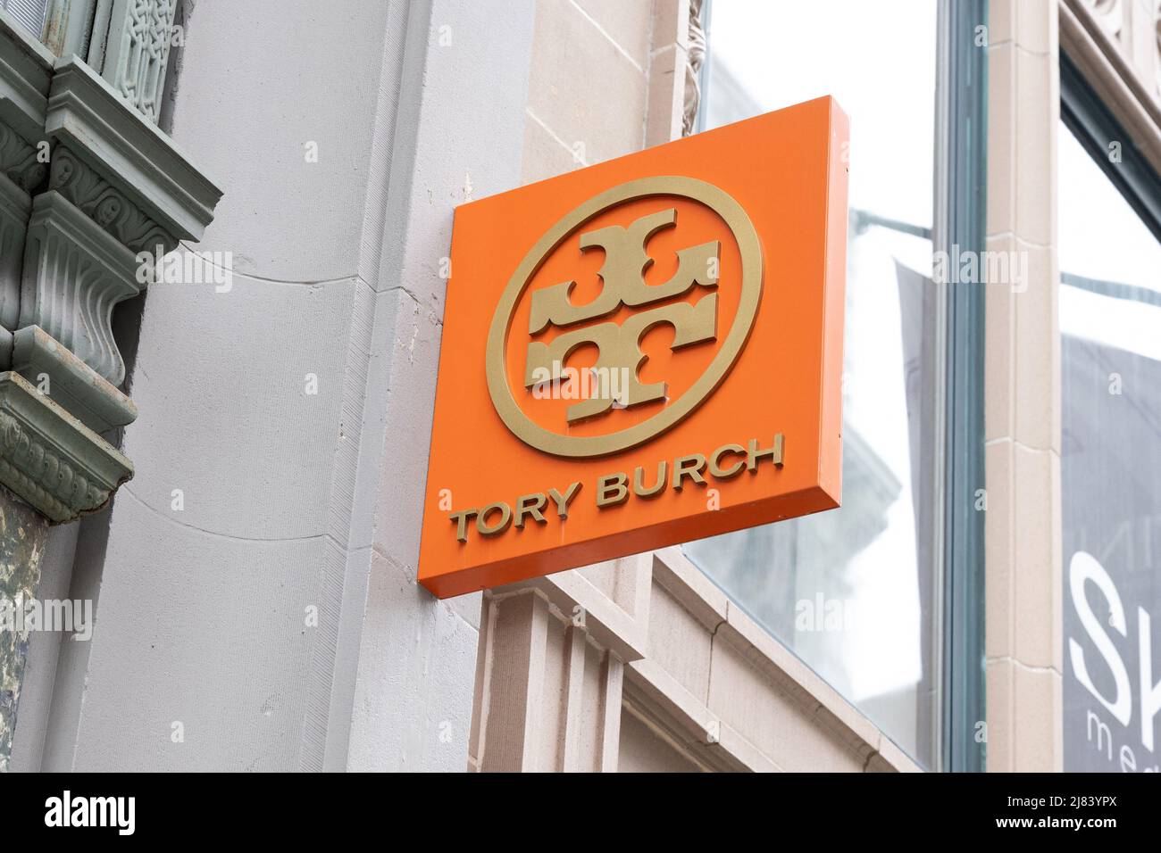 A shop sign of Tory Burch, on May 07, 2022 in New-York City, USA. Photo ...