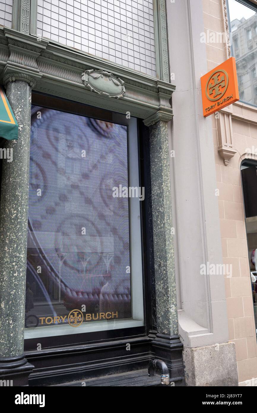 A shop sign of Tory Burch, on May 07, 2022 in New-York City, USA. Photo ...