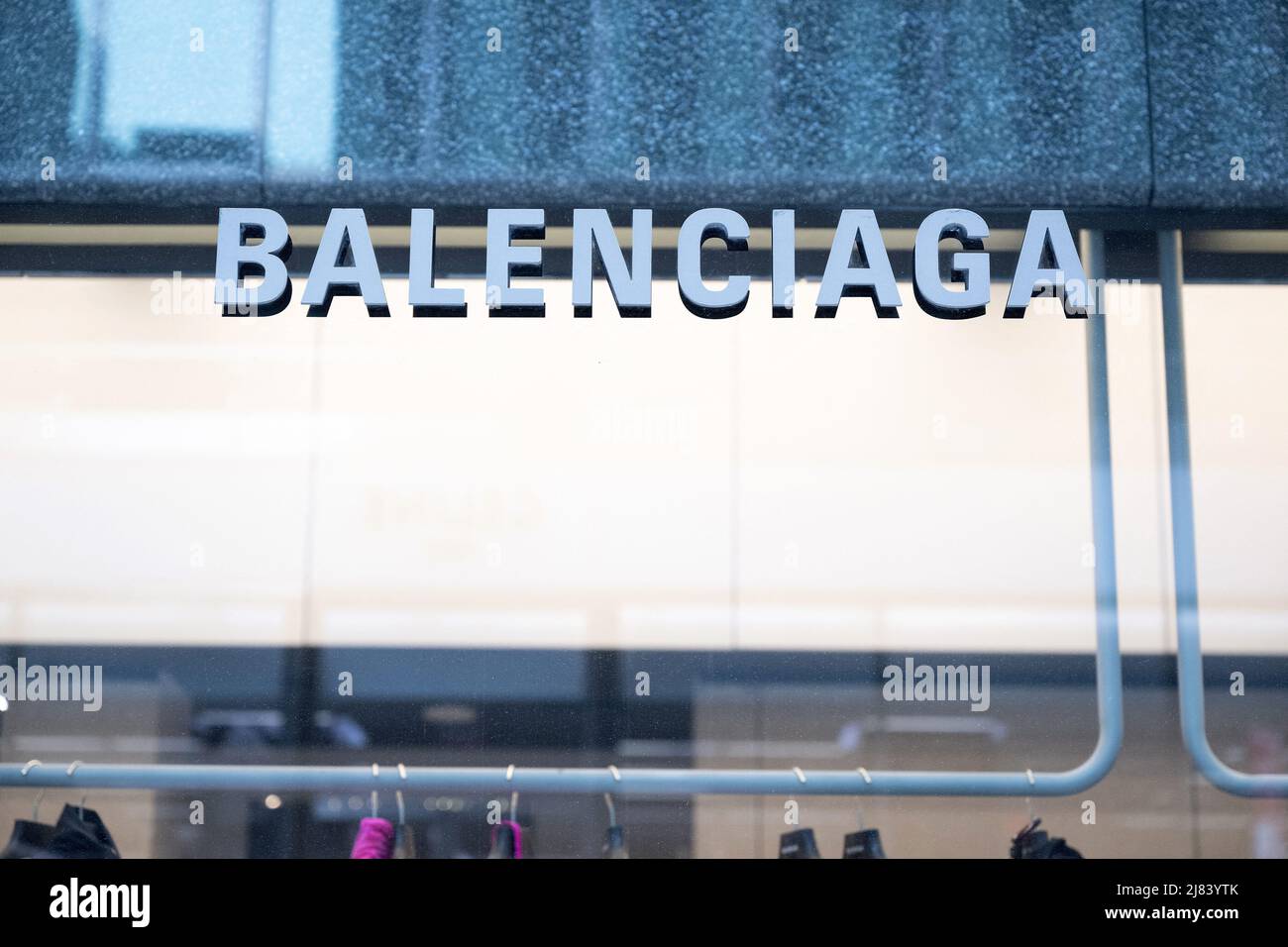 A shop sign of BALENCIAGA, on May 07, 2022 in New-York City, USA. Photo ...