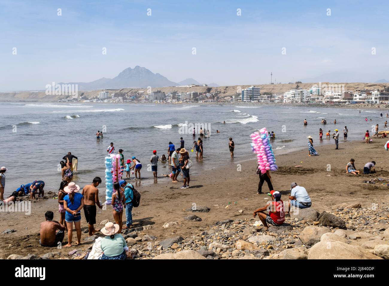 Peruvian People On The Beach At The Resort Of Huanchaco, Trujillo ...