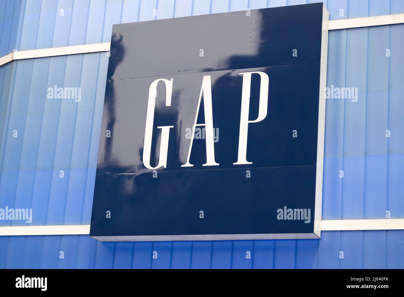 A shop sign of GAP, on May 07, 2022 in New-York City, USA. Photo by ...