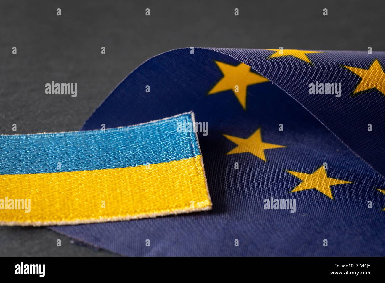 The concept of Ukraine joining the European Union, the Ukrainian flag ...