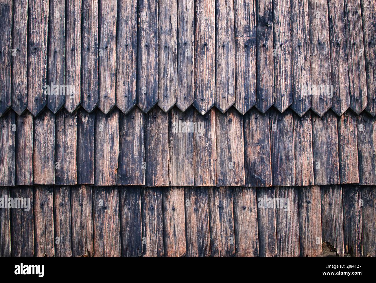 background or texture wall of old wooden shingles Stock Photo - Alamy
