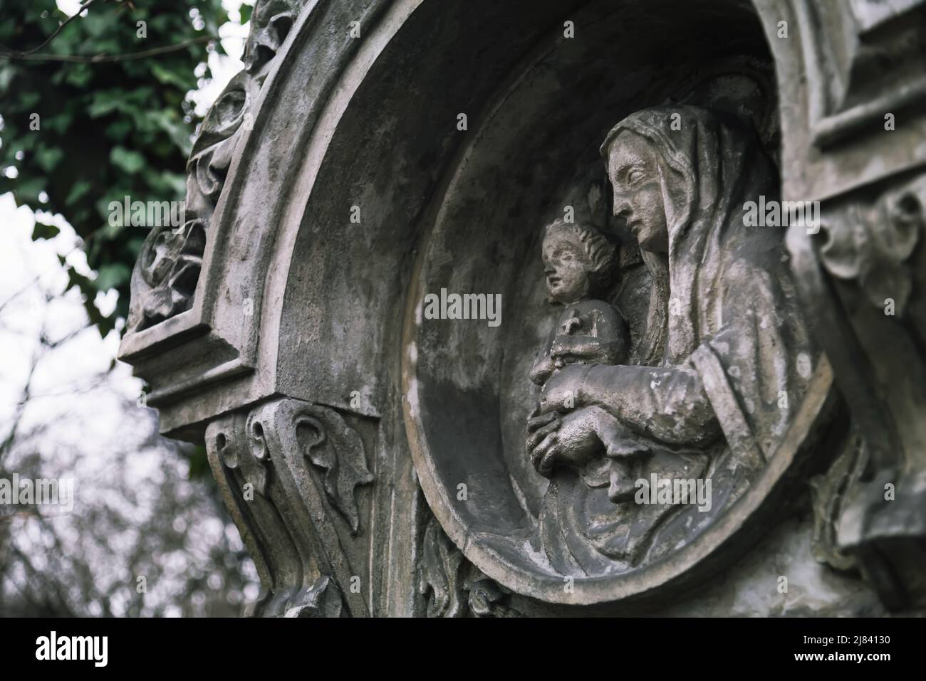 Virgin Mary with Baby on Saint Marx Cemetery Stock Photo - Alamy