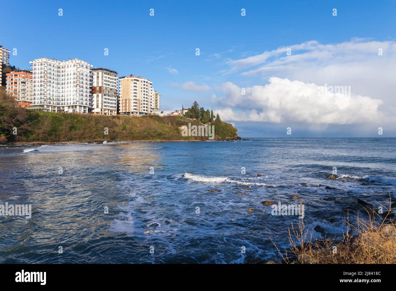 Arakli, Trabzon, Turkey. Coastal view with modern buildings on the ...