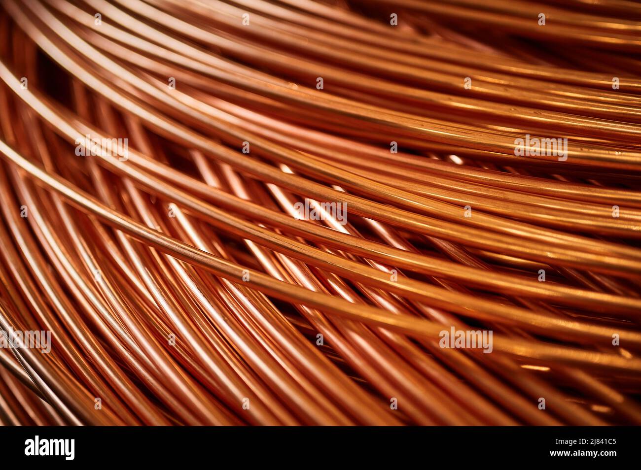 Shiny winded copper cable in warehouse of production plant Stock Photo ...
