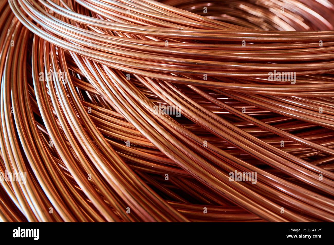 Shiny winded copper cable in warehouse of production plant Stock Photo ...