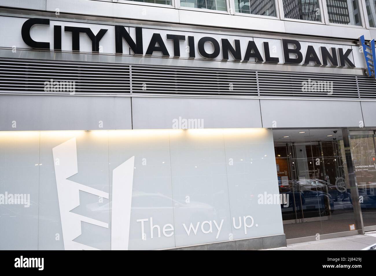 A shop sign of City National Bank, on May 07, 2022 in New-York City ...