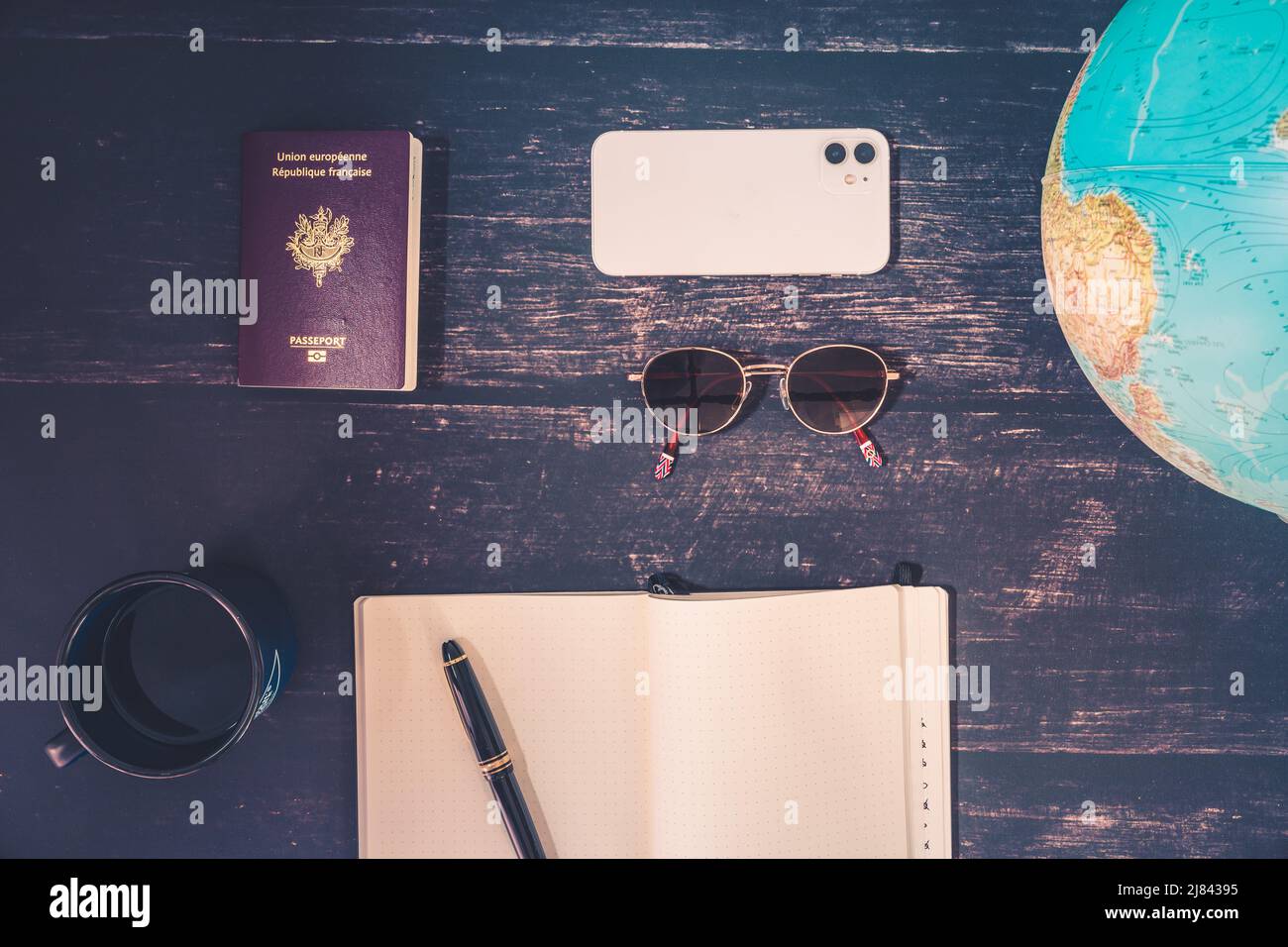 World Map And Items On Wooden Background Flat Lay Summer Travel 7445