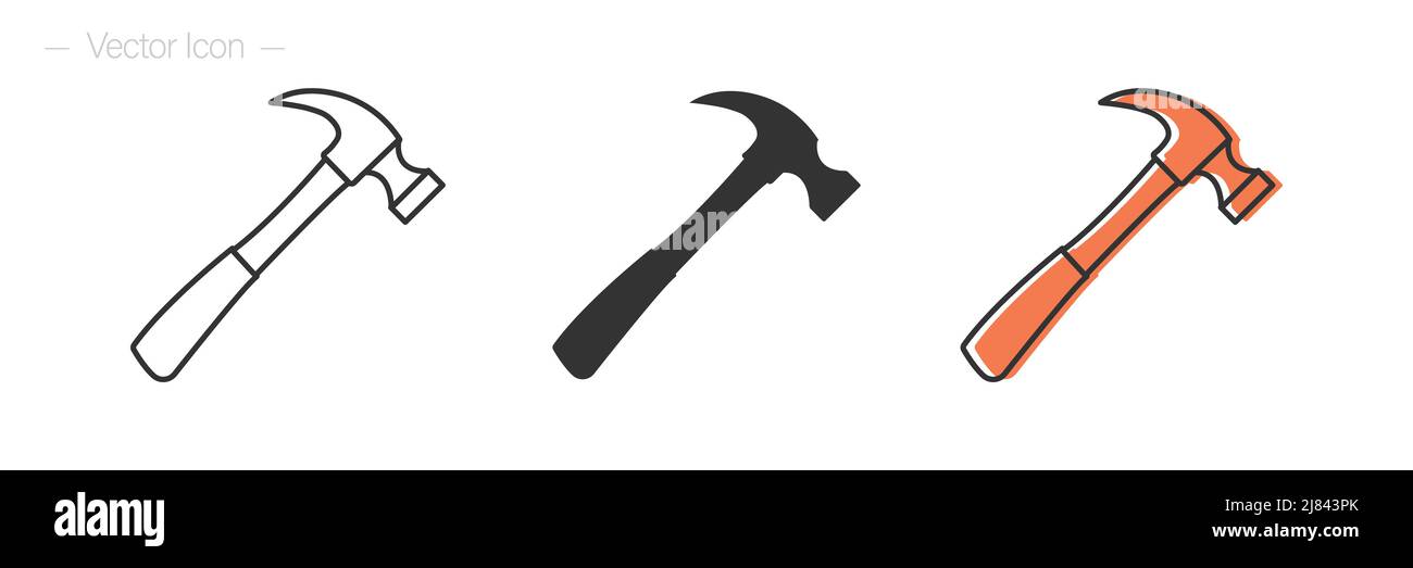 Carpenter hammer icon. Editable Stroke. Isolated vector illustration of ...