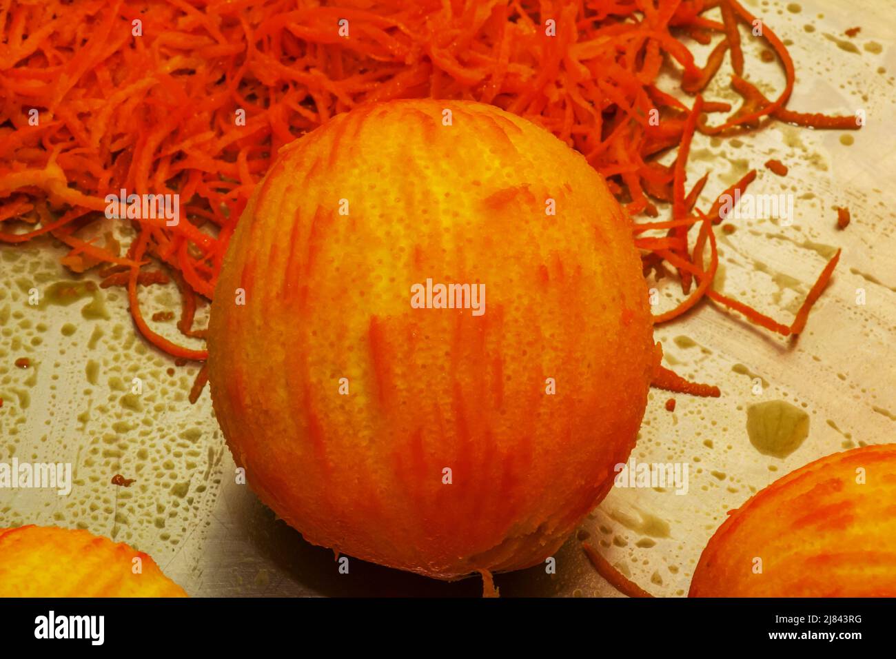 The process of preparing an alcoholic drink orancello at home. Juicy ...