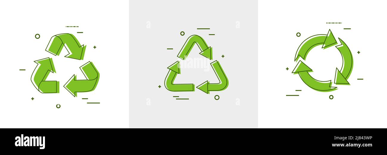 Recycle symbols set. Recycled eco icon. Isolated vector illustration ...