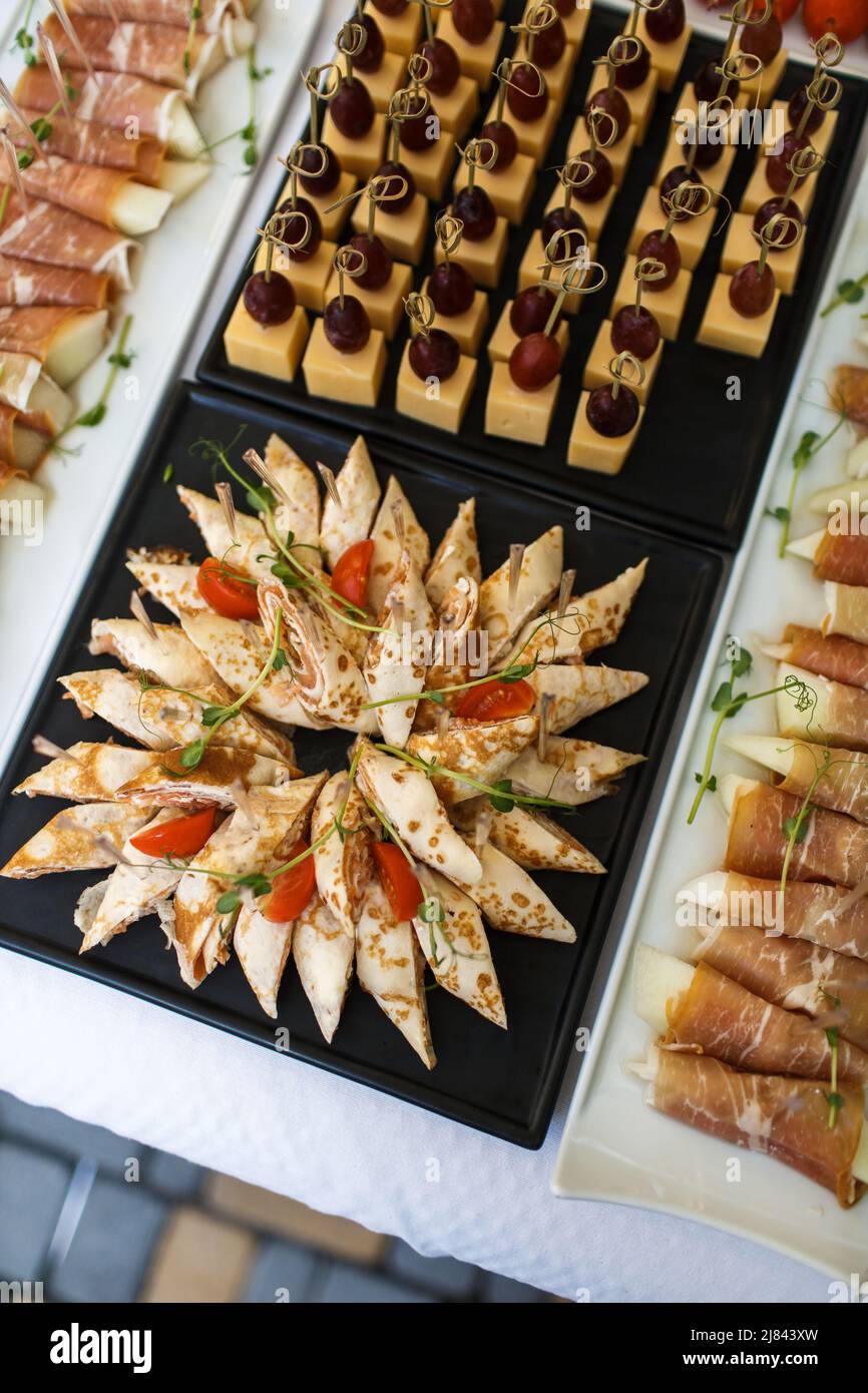 Buffet table assorted canapes hi-res stock photography and images - Alamy