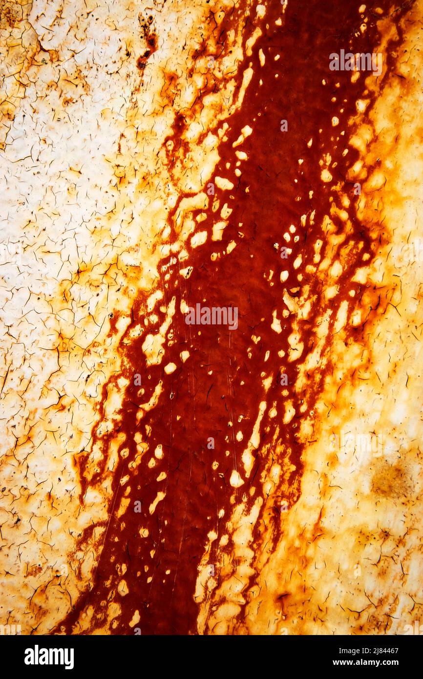 background or texture abstract detail of rust on colored paint Stock ...