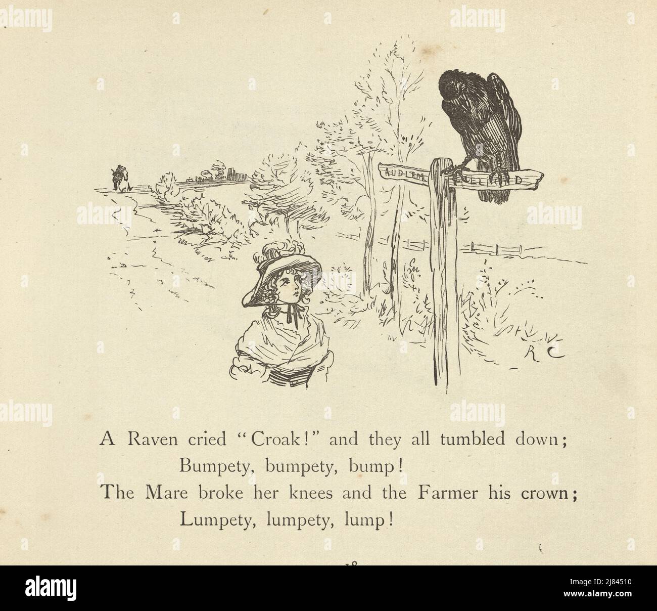 Vintage illustration of Scene from the traditional English Nursery ...