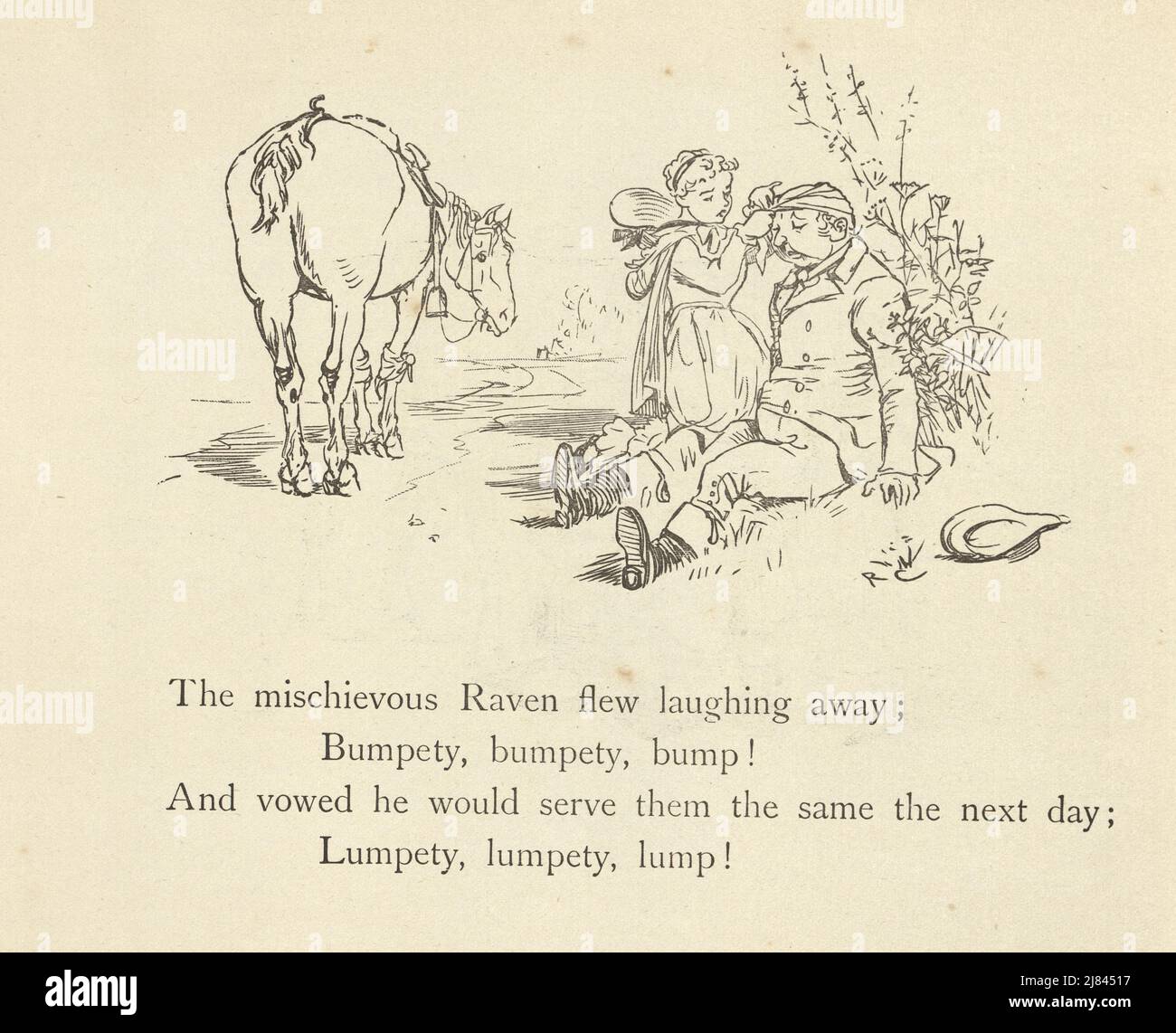 Vintage illustration of Scene from the traditional English Nursery ...