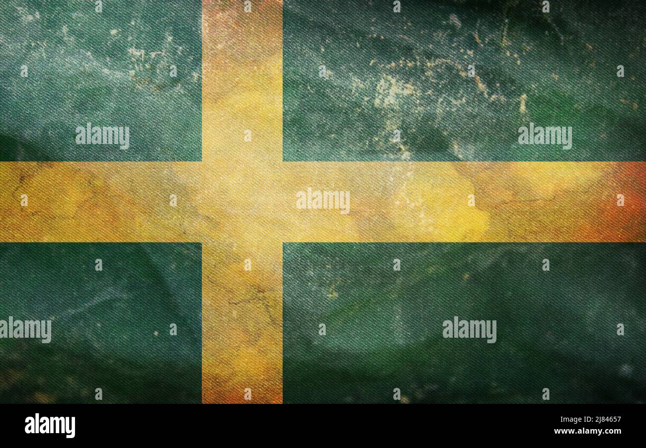 Top view of retro flag Oland, Sweden with grunge texture. Swedish ...