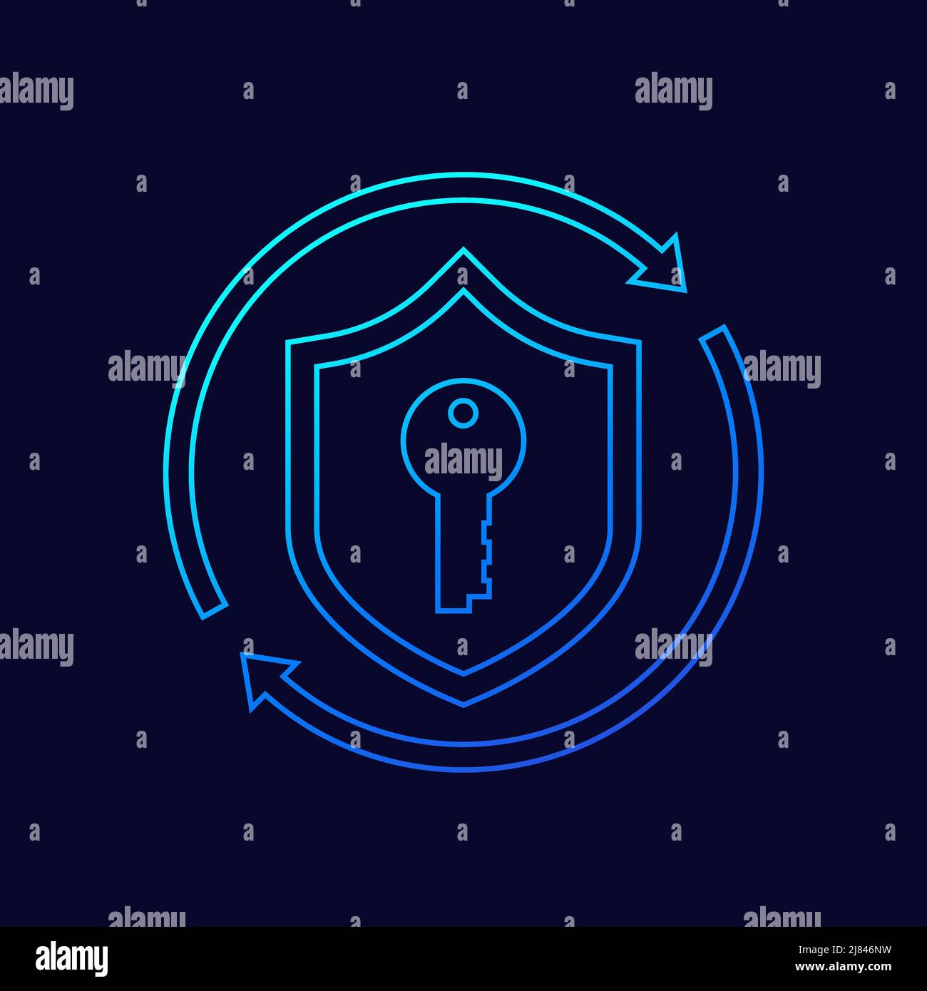 Cybersecurity Access And Data Protection Line Icon Stock Vector Image