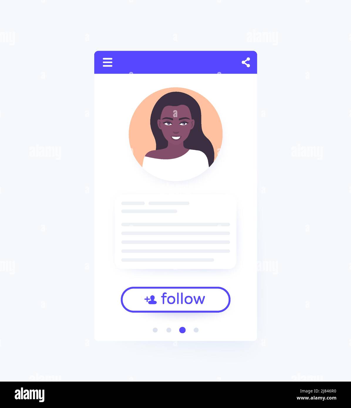 follow button on mobile screen, app ui design Stock Vector Image & Art ...