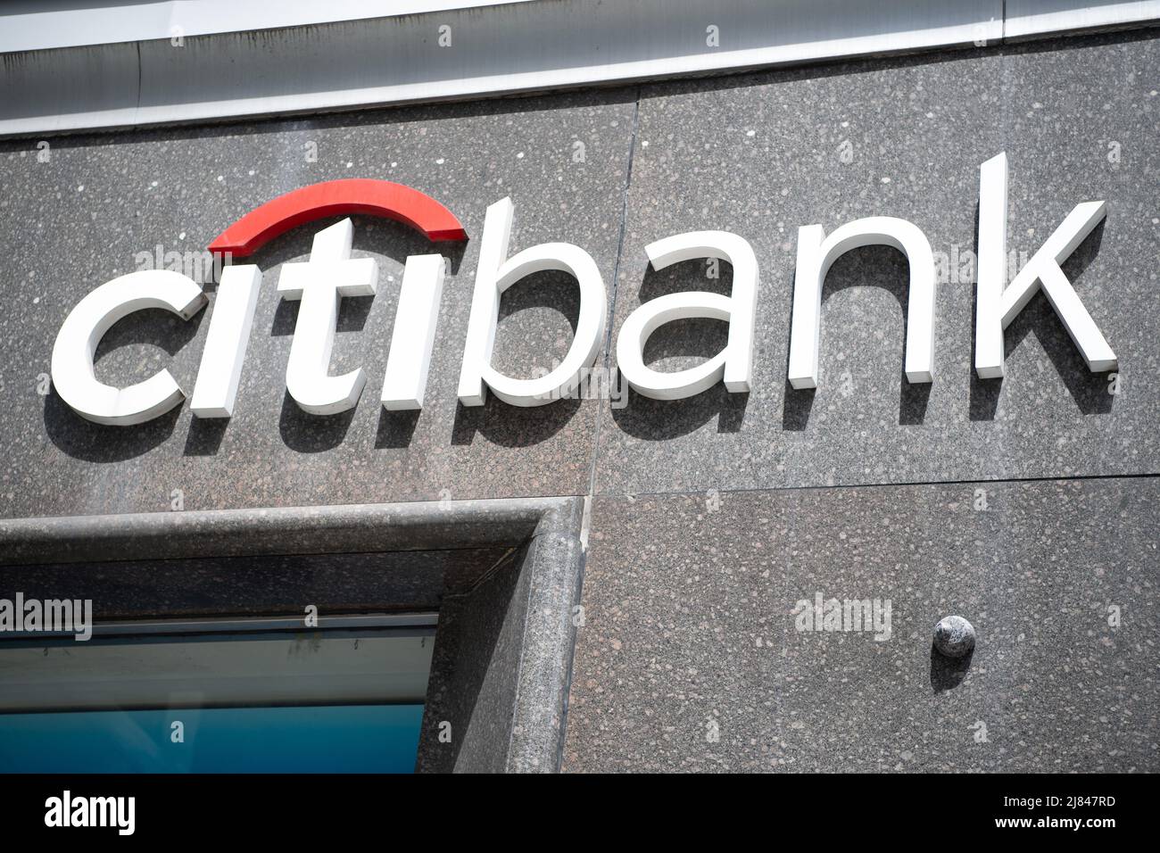 A shop sign of Citibank, on May 07, 2022 in New-York City, USA. Photo ...
