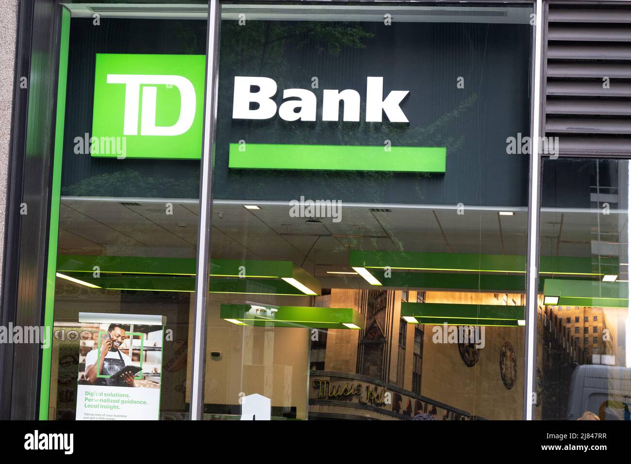 A shop sign of TD Bank, on May 07, 2022 in New-York City, USA. Photo by ...