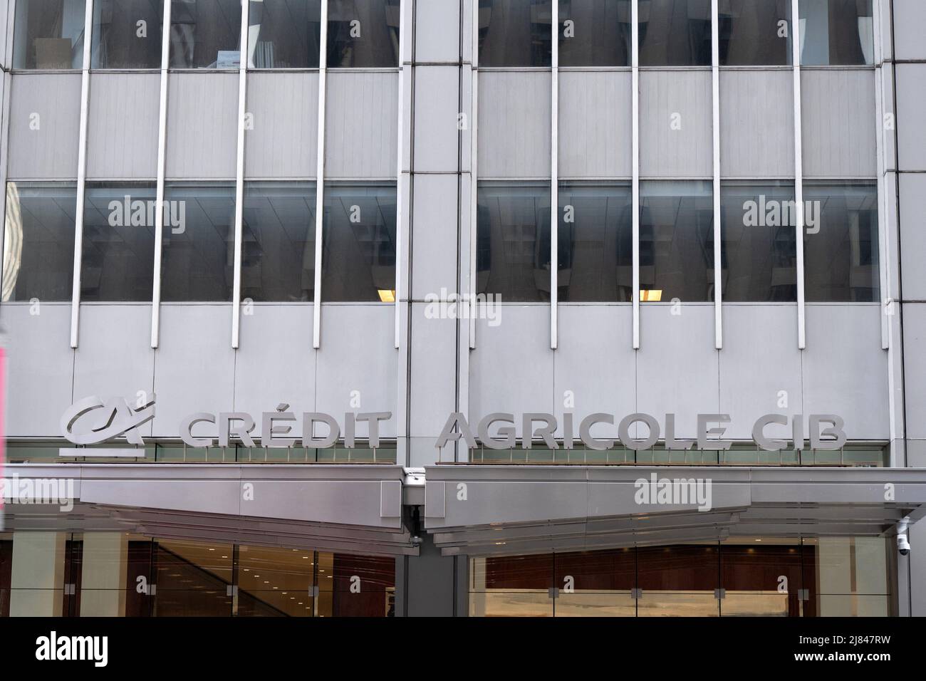 A shop sign of CREDIT AGRICOLE CIB Bank, on May 07, 2022 in New-York ...