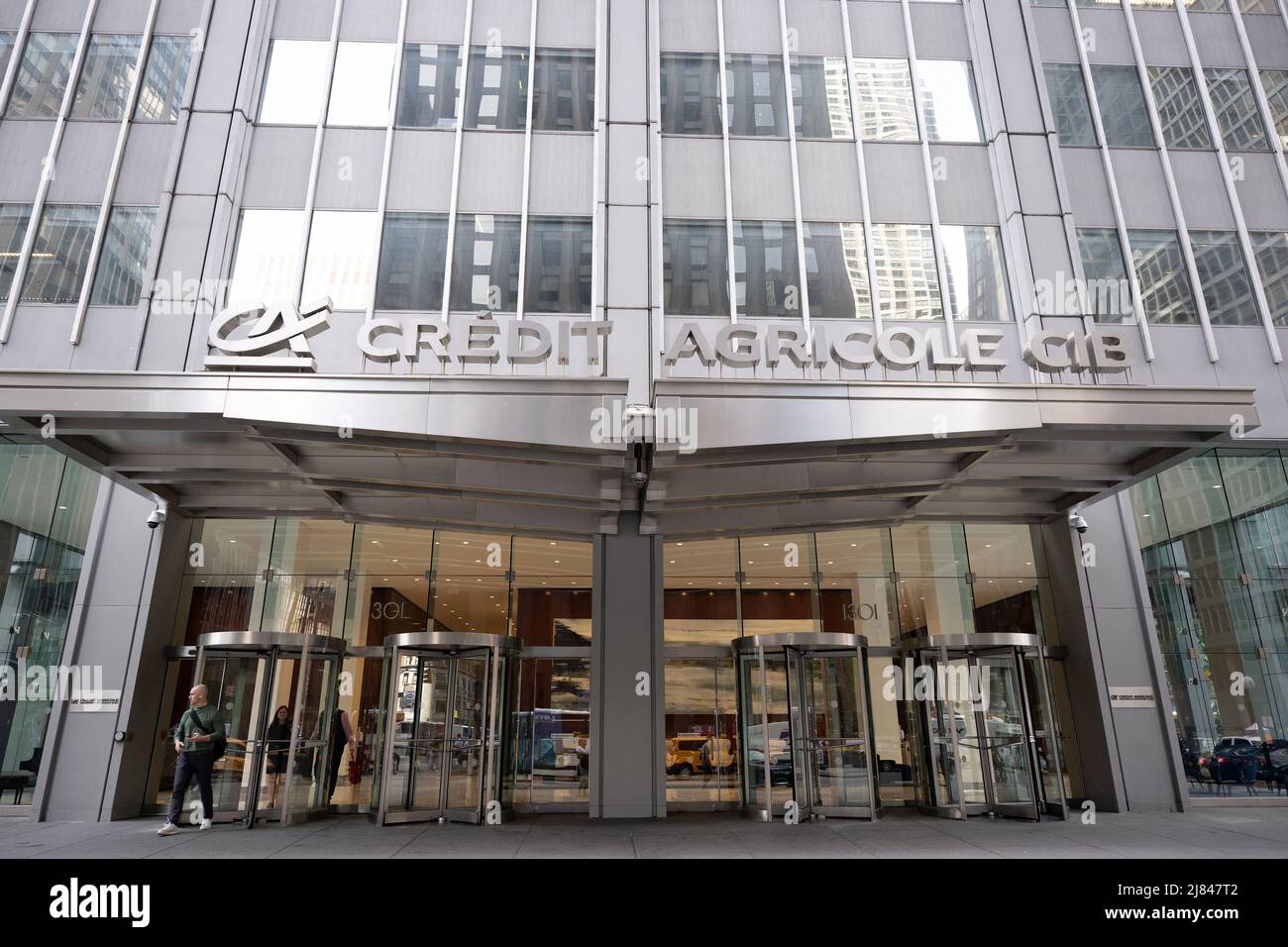 A shop sign of CREDIT AGRICOLE CIB Bank, on May 07, 2022 in New-York ...
