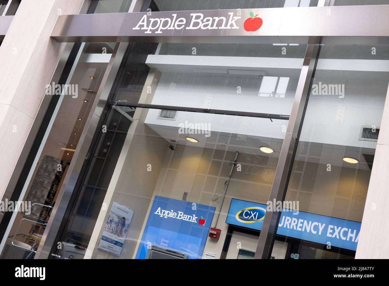 A shop sign of Apple Bank, on May 07, 2022 in New-York City, USA. Photo ...