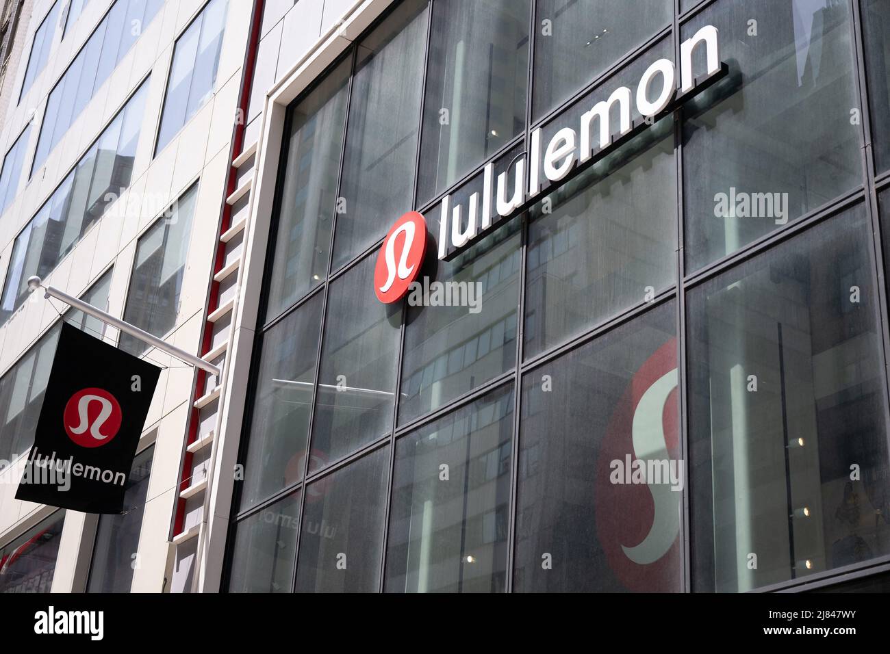A shop sign of lululemon, on May 07, 2022 in New-York City, USA. Photo ...