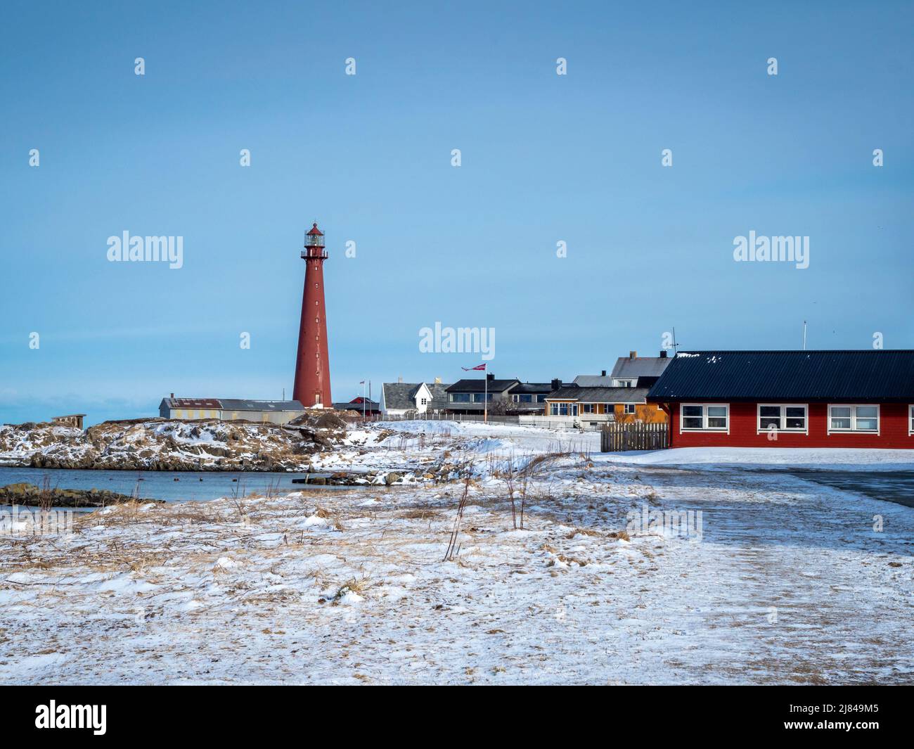 Lighthouse at Andenes in Vesteralen, Norway, in winter Stock Photo - Alamy