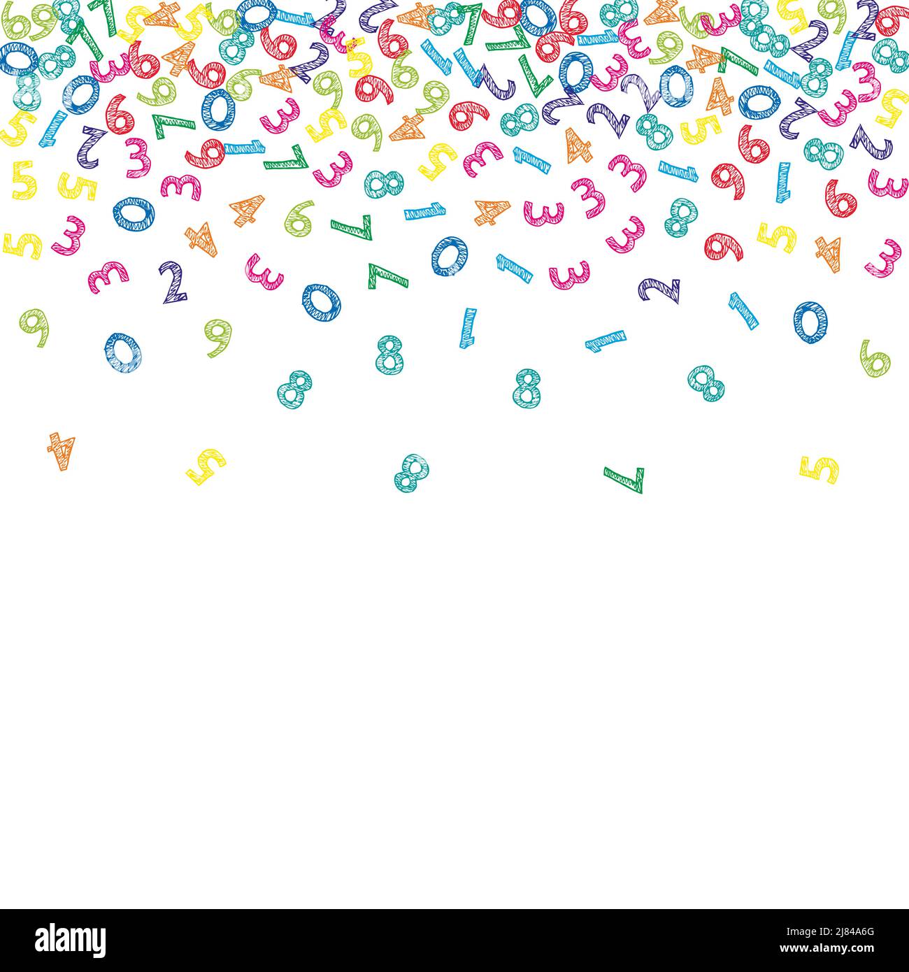 Falling colorful sketch numbers. Math study concept with flying digits ...