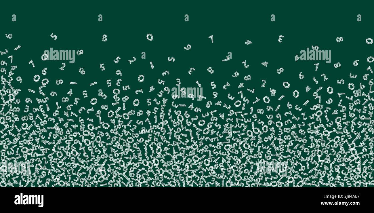 Falling handdrawn chalk numbers. Math study concept with flying digits ...