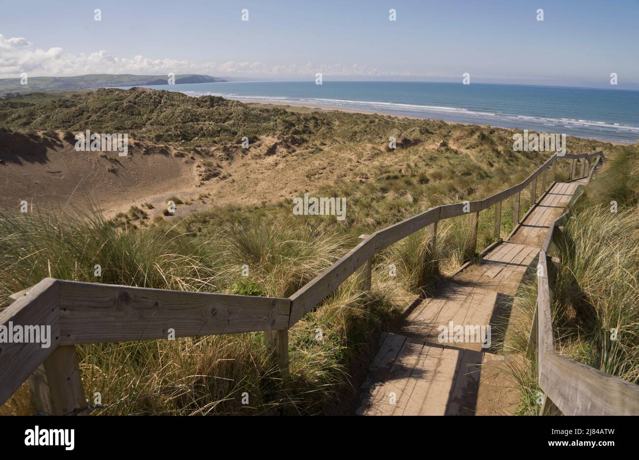 Views of beach and sand dunes at Ynyslas, Dyfi estuary, Borth ...