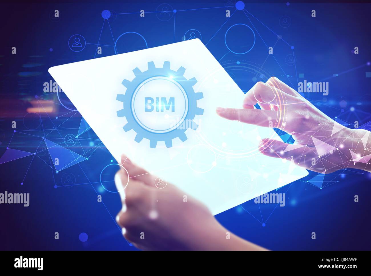 Hand holdig futuristic tablet concept Stock Photo - Alamy