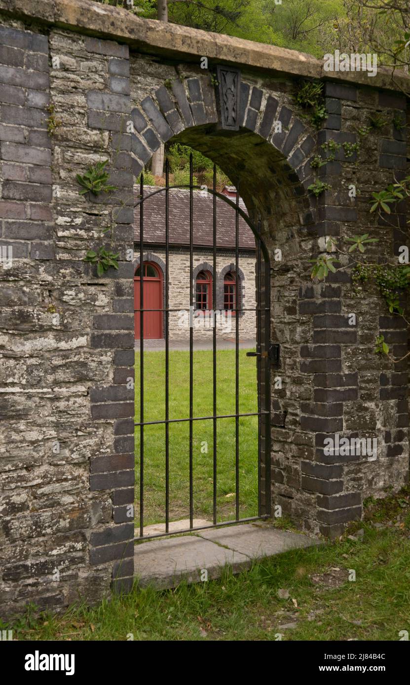 Old cottages in Hafod Uchtryd wooded and landscaped estate, in the ...