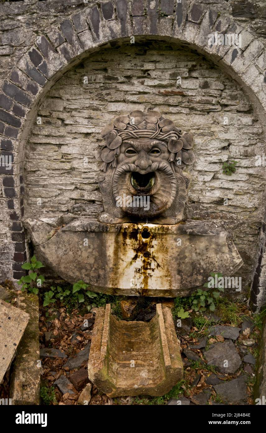 Old cottages in Hafod Uchtryd wooded and landscaped estate, in the ...