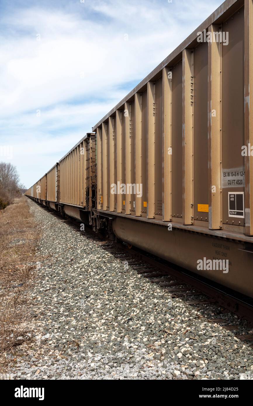 Train cars on tracks, E USA, by James D Coppinger/Dembinsky Photo Assoc ...