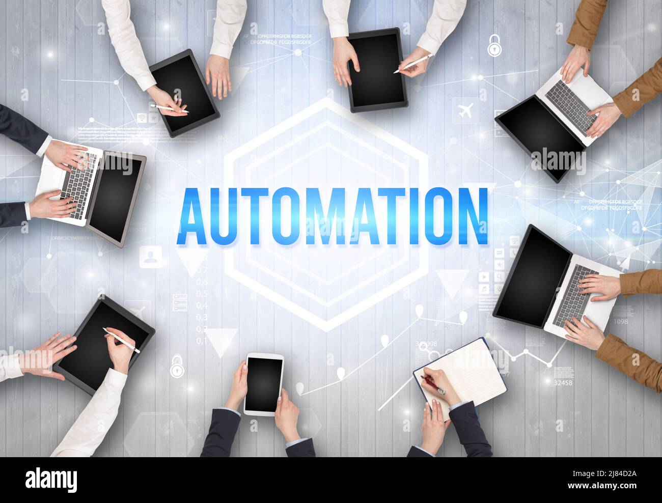 Group of Busy People Working in an Office, technology concept Stock ...