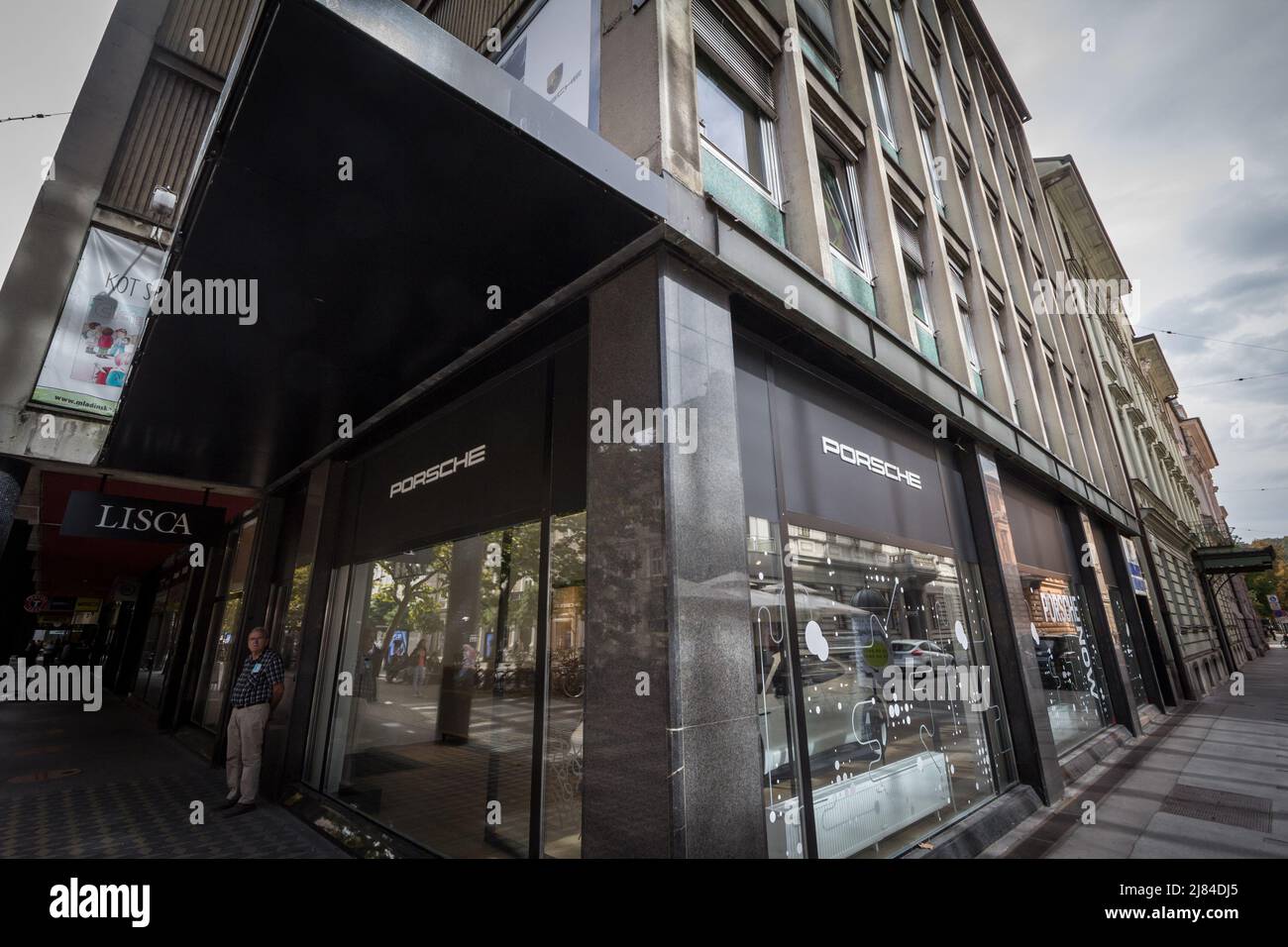 Picture of a sign with the logo of Porsche design in Ljubljana ...