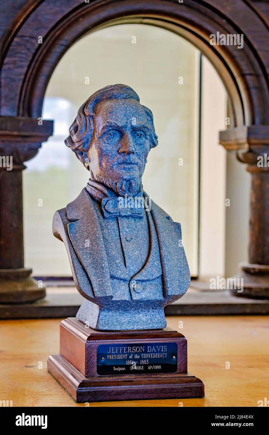 A bust of Confederate President Jefferson Davis is displayed at the ...