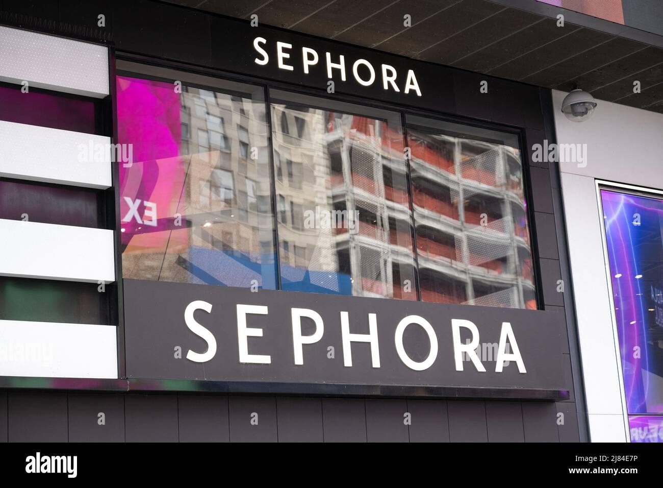 A shop sign of SEPHORA, on May 07, 2022 in New-York City, USA. Photo by ...