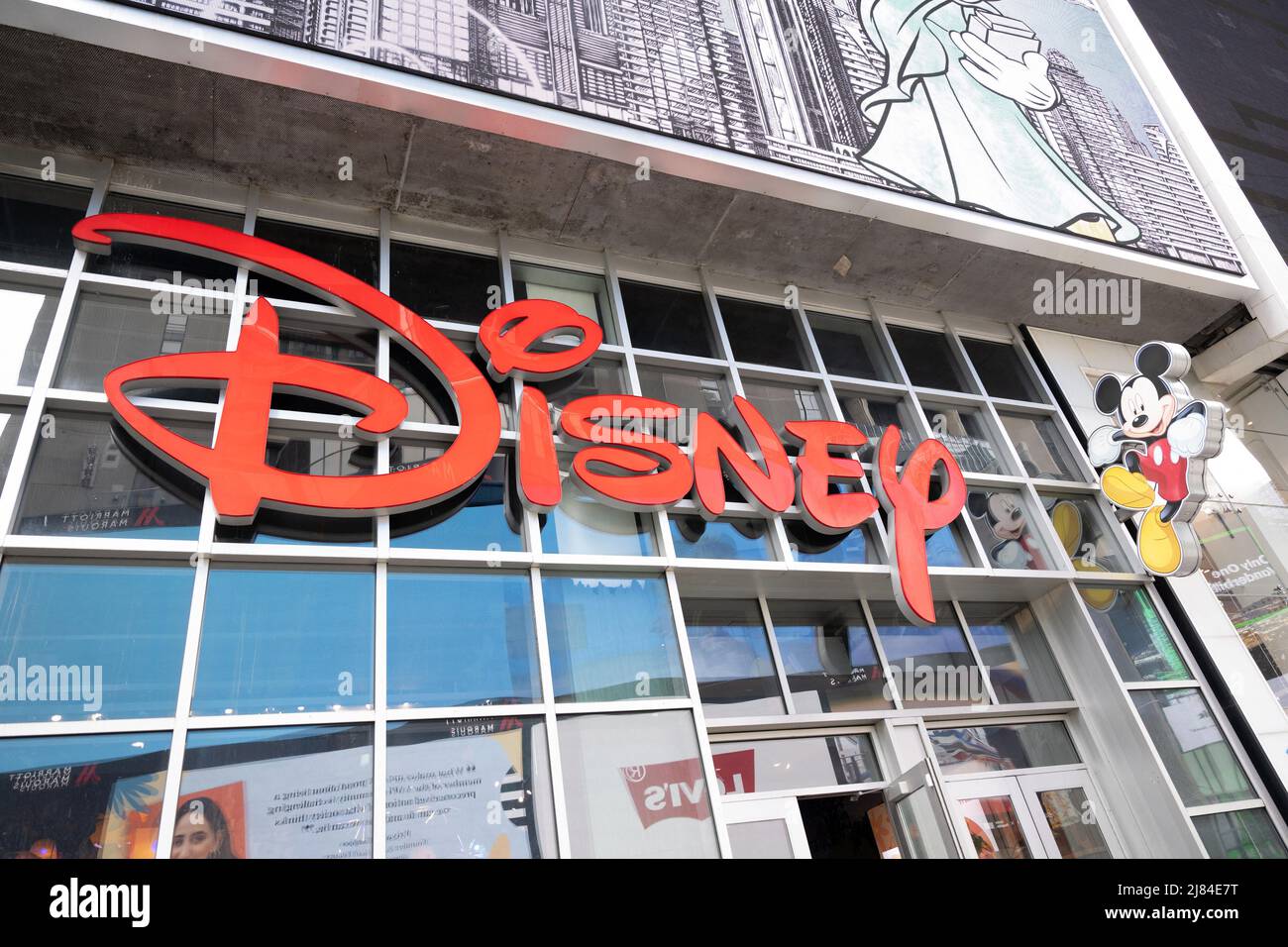 A shop sign of DISNEY Store, on May 07, 2022 in New-York City, USA ...