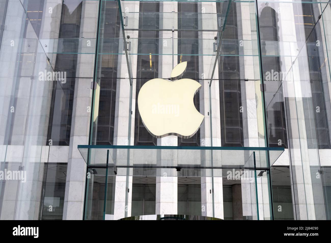 A shop sign of APPLE Store, on May 07, 2022 in New-York City, USA ...
