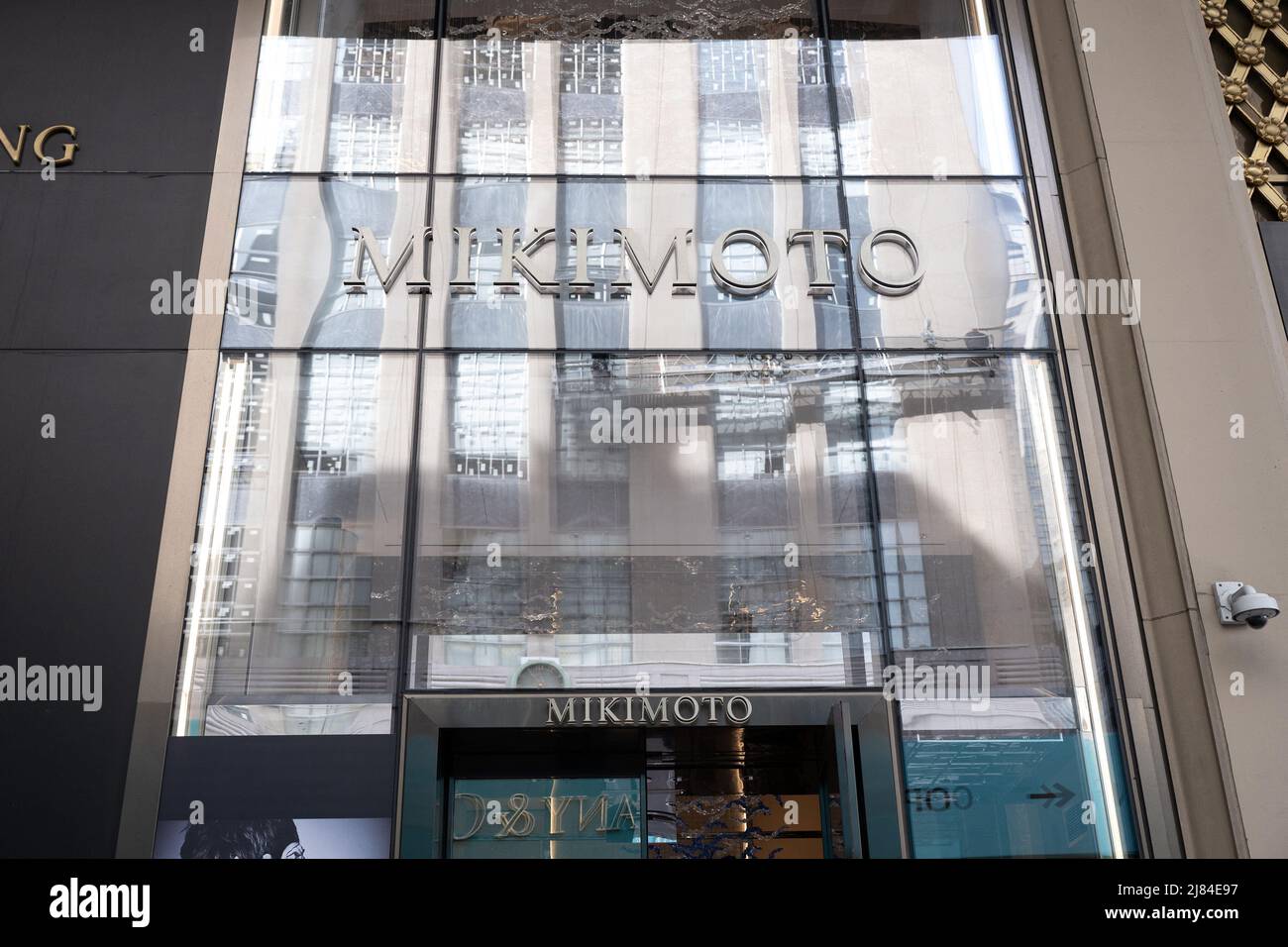 A shop sign of MIKIMOTO, on May 07, 2022 in New-York City, USA. Photo ...