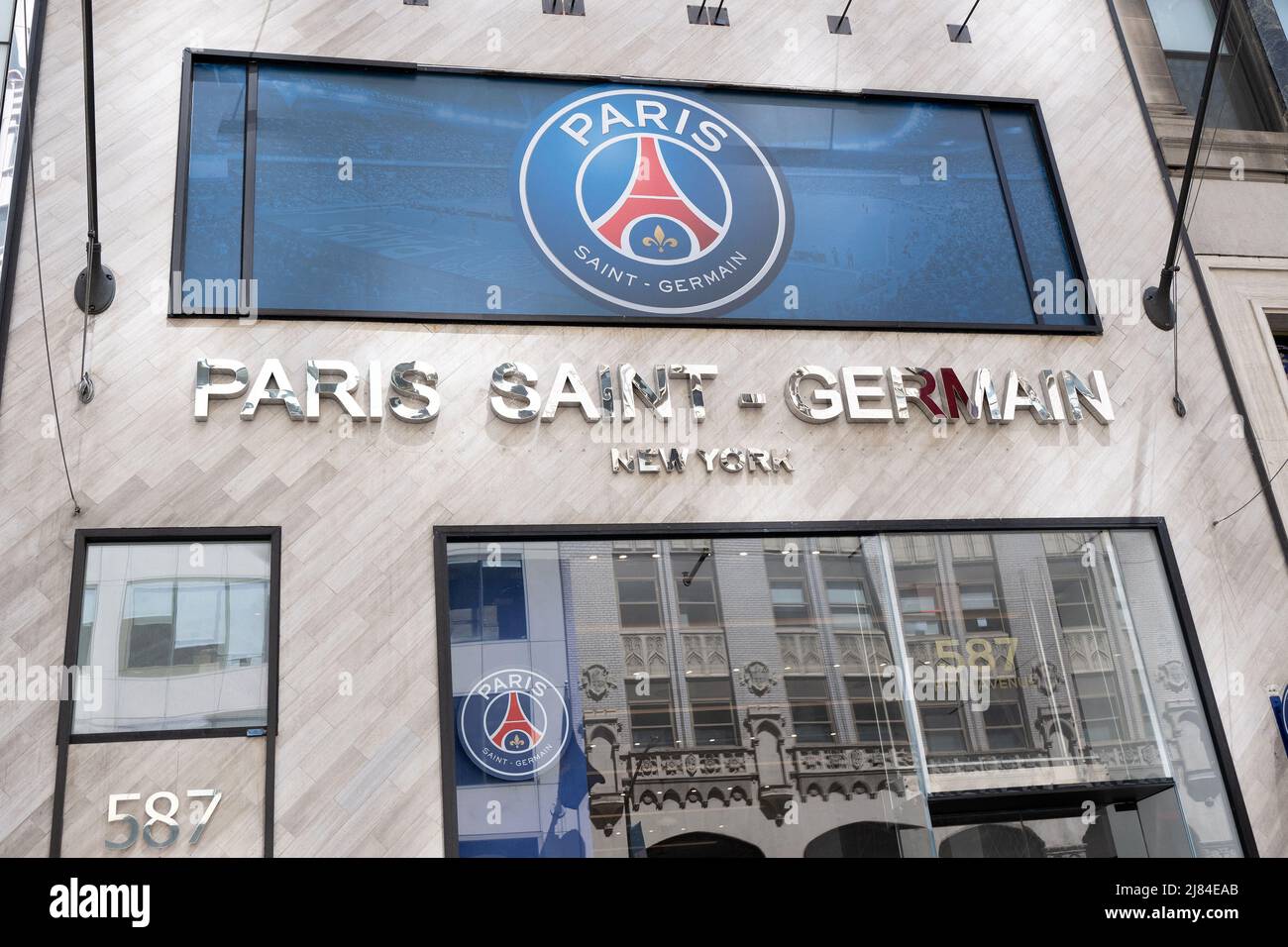 A shop sign of PARIS SAINT GERMAIN Store, on May 07, 2022 in New-York ...